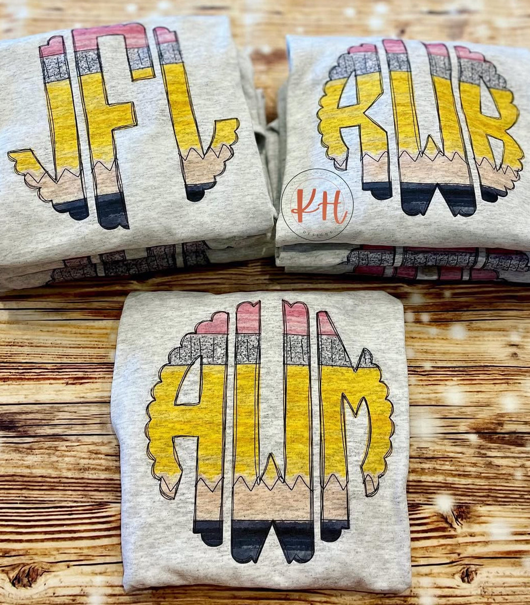 Pencil Monogram – KH Designs